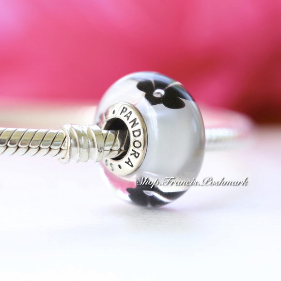 Pandora | Jewelry | Pandora Black Blossom Murano Glass Charm 7965 ...